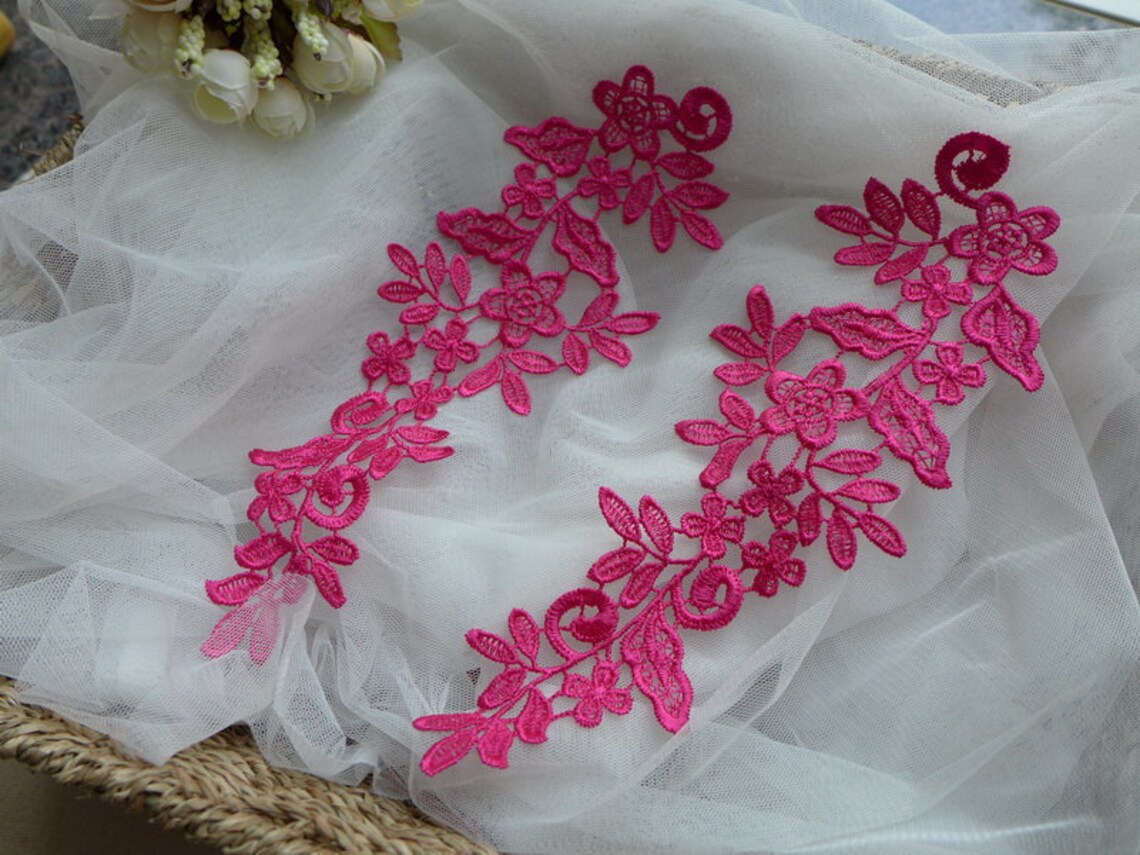 Hot Pink Lace Bridal Applique Hot Pink Applique Lace - Etsy