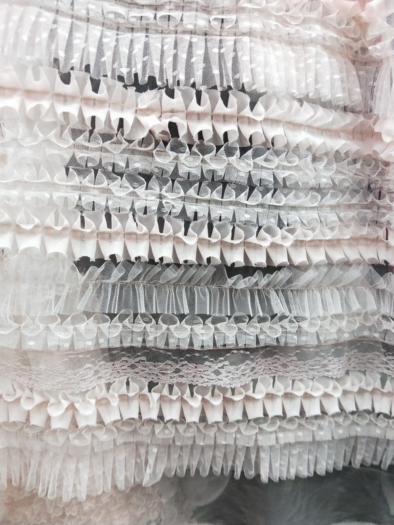 Pleated Fabric by the Yard Polka Dot Ruffled Trim Lace - Etsy