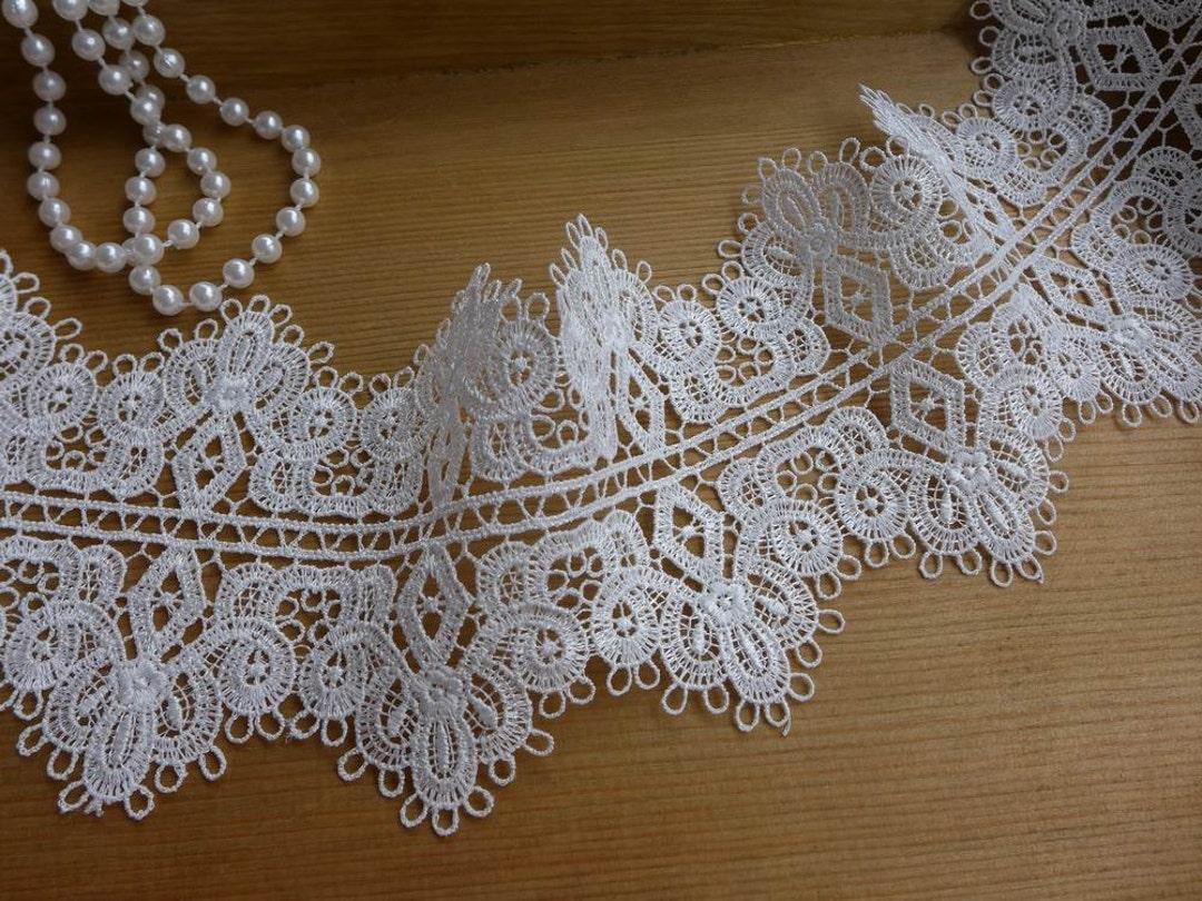 NEW Venise Lace Trim, White Scalloped Lace, Victorian Lace, Wedding ...