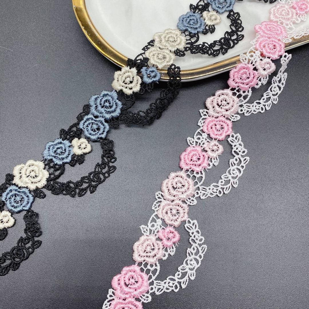 Two-tone Rose Flower Trim Venice Sewing Lace for Wedding Garters ...