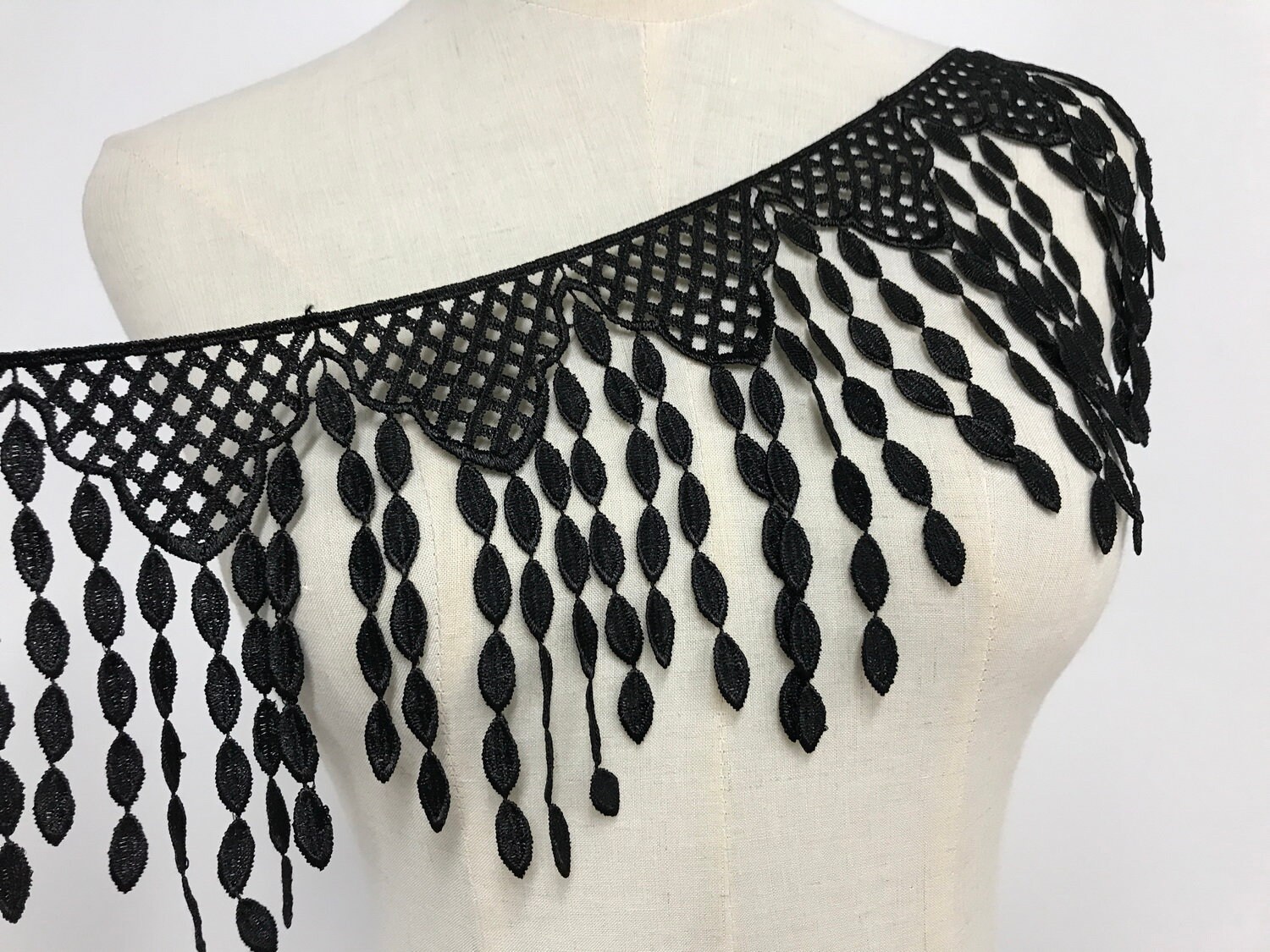 Black Tassels Fringe Lace Trim for Dresses, Burlesque, Millinery ...