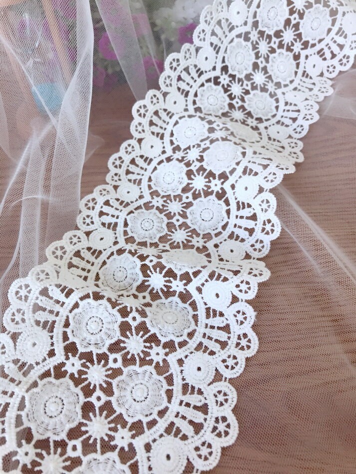 White Scalloped Lace Chic Circles Lace Trim Diy Sewing Wedding | Etsy