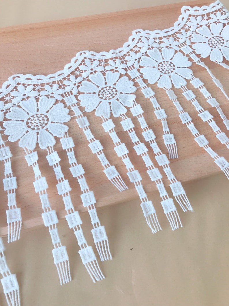 White Fringe Lace Venice Tassel Lace Trim 8.8 Width Lace | Etsy