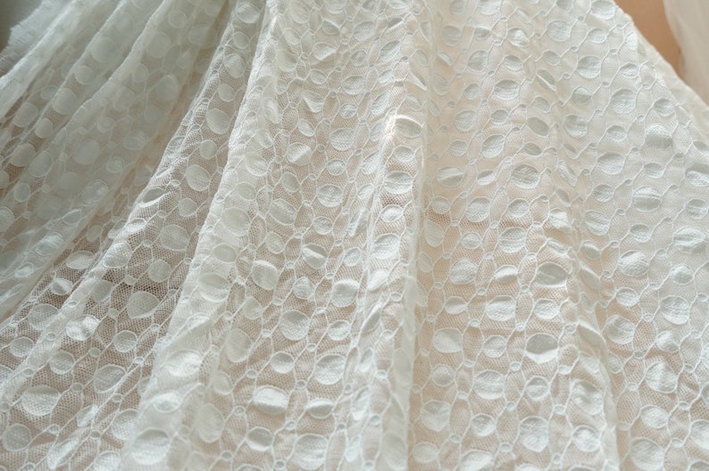 Soft Stretch Fabric off White Circle Design Elastic Lace | Etsy