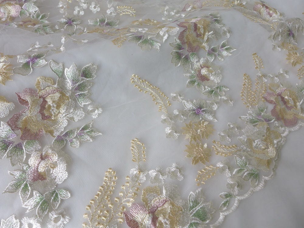 Delicate Flowers Lace Dress Lace Fabric Champagne Lavender & - Etsy