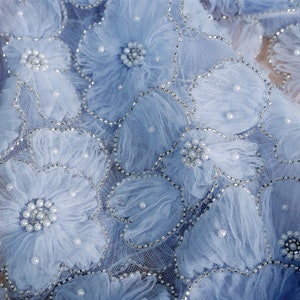 Beautiful Bridal Lace With Large Flowers, Pearls Beaded 3D Florals Lace ...