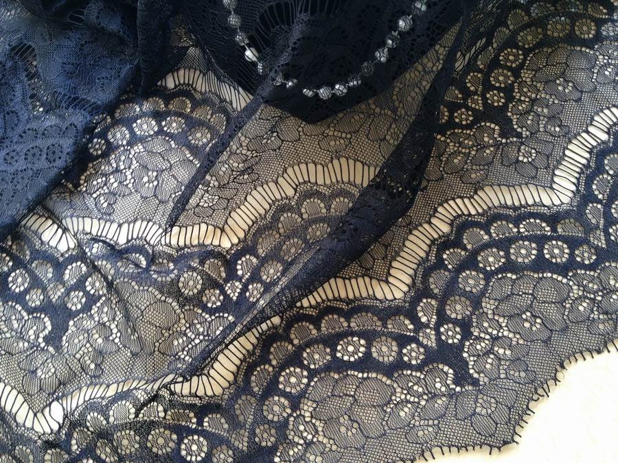Black Eyelash Floral Lace Fabric Scalloped Edge Lace Bridal - Etsy