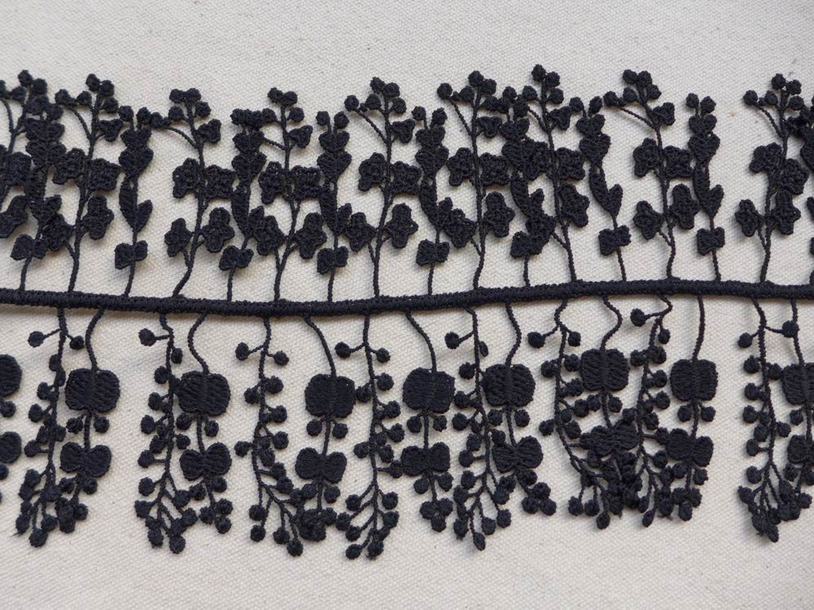 Beautiful Leaves Fringe Lace Black Dots Trim Dangle Lace Trim - Etsy