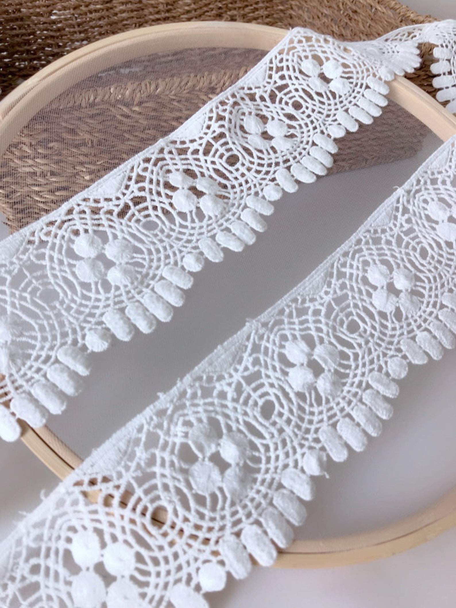 2.3 Wide Cotton Lace Trim off White Scallops Cotton - Etsy