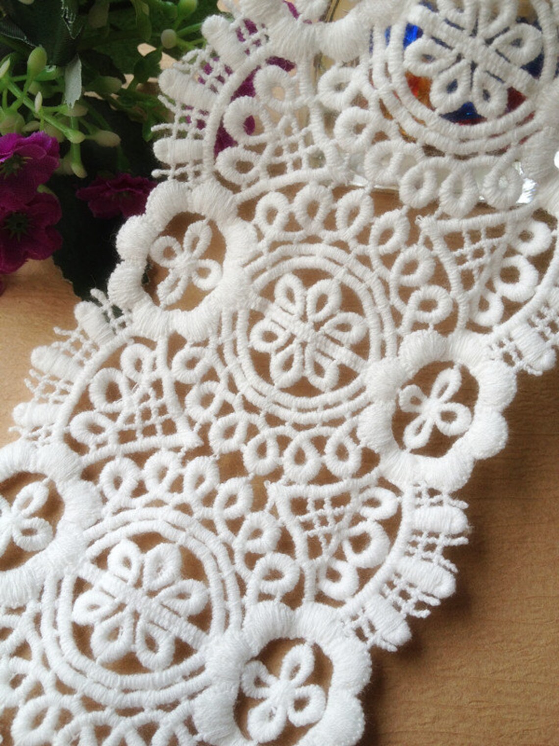 2 Yards White Venice Cotton Lace Trim Crochet Lace Sewing - Etsy