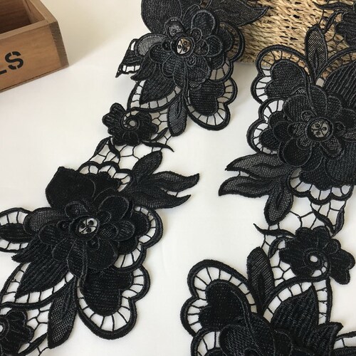 Beautiful Rose Lace Black Venice Lace Trim for Black Bridal | Etsy