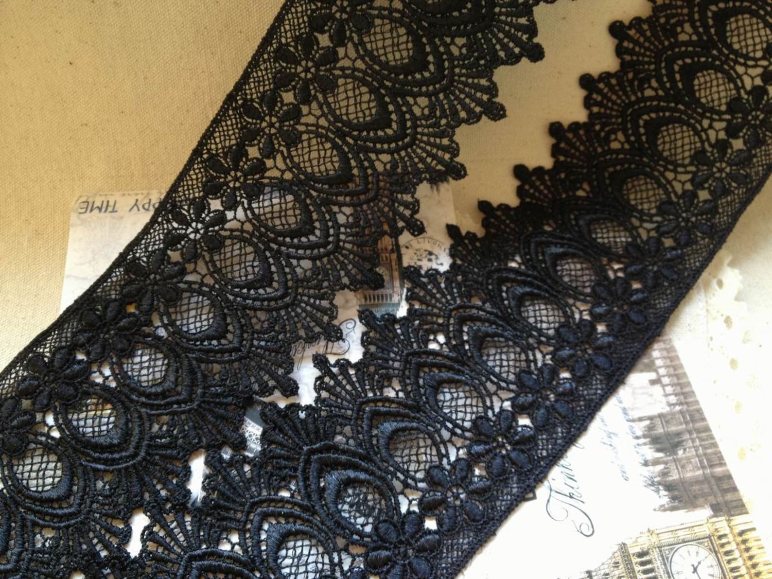 Antique Lace Trim Victorian Venice Lace in Black for Bridal | Etsy