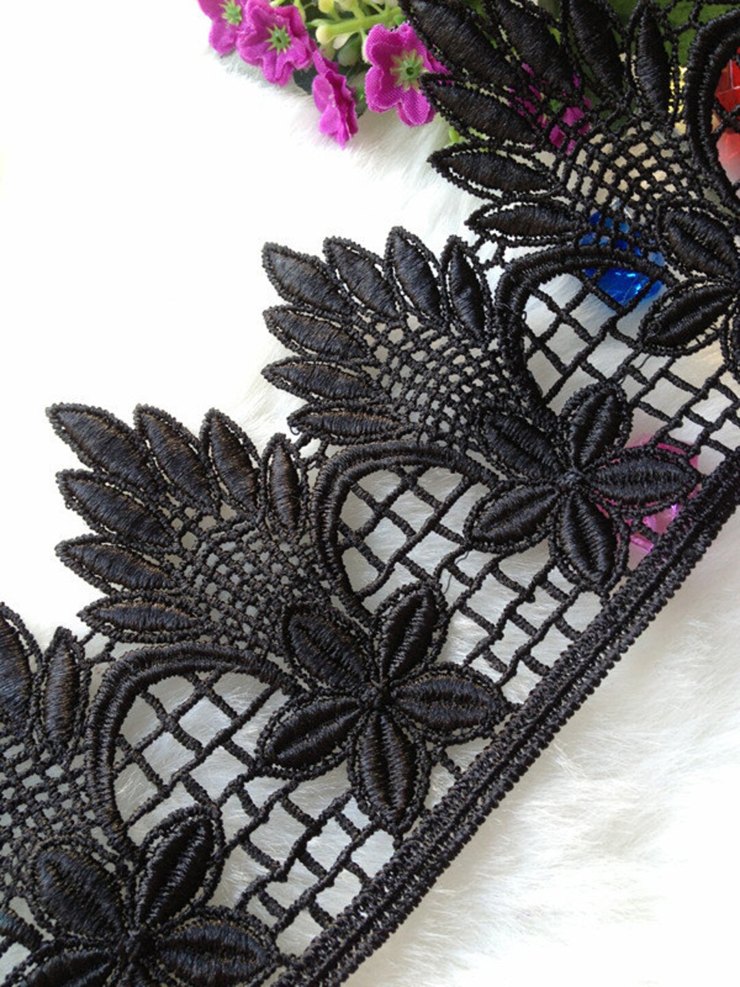 Black Venice Cotton Lace Trim for DIY Handmade Women Clothing Wedding ...