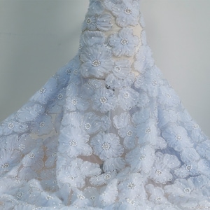 Beautiful Bridal Lace With Large Flowers, Pearls Beaded 3D Florals Lace ...