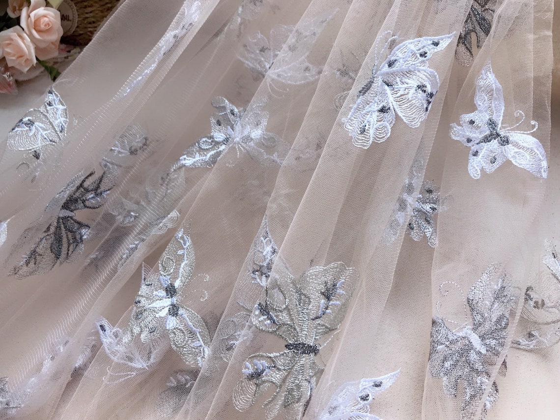 Soft Tulle Fabric Butterfly Tulle Lace Fabric Champagne | Etsy