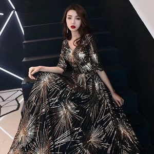 Chic Fireworks Design Lace Sequins Embroidered Mesh Fabric for Wedding ...