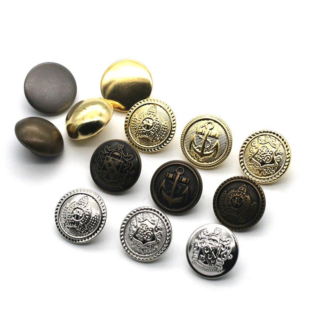 Retro Round Buttons, Bronze/ Silver/ Gold/ Gun Black Metal Button for ...