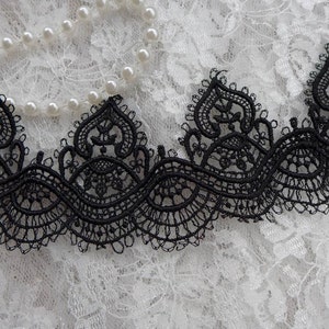 Delicate Black Lace Fabric Trim, Vintage Black Lace Trim for Home Decor ...