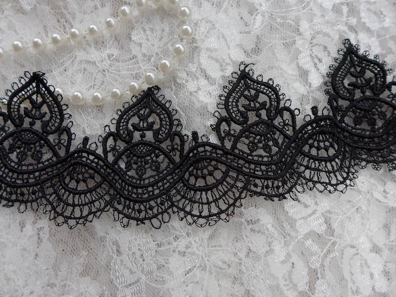 Delicate Black Lace Fabric Trim Vintage Black Lace Trim for - Etsy