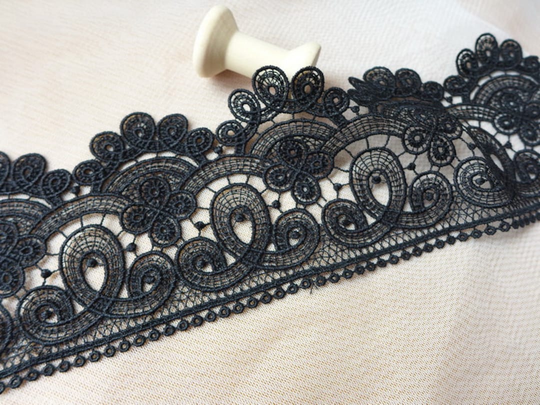 Beautiful Trim, Black Scalloped Lace, Venice Lace Trim for Wedding ...