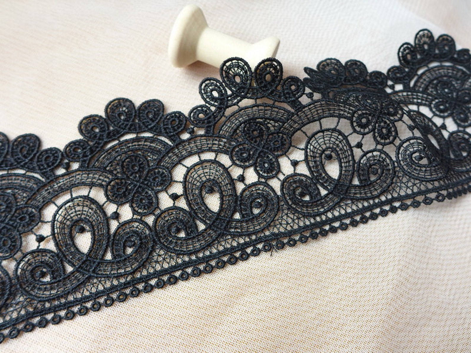 Beautiful Trim Black Scalloped Lace Venice Lace Trim for - Etsy