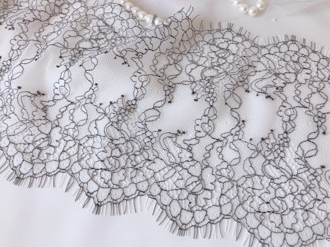 Two-tone Lace Trim Soft Chantilly Bridal Lace Exquisite Scallops Edging ...