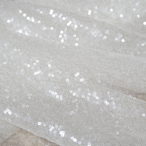 Sparkling Crystal Clear Sequins White Mesh Lace Fabric for Evening Gown ...