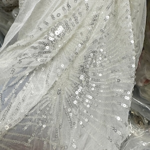 Chic Fireworks Design Lace Sequins Embroidered Mesh Fabric for Wedding ...