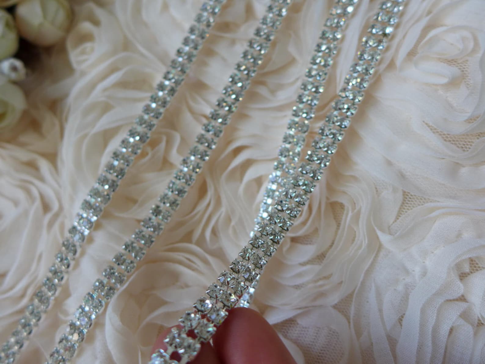 6MM Rhinestone Chain 2 Row Rhinestone Trim Bridal Bouquet | Etsy