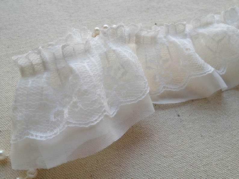 2 Yards White Ruffled Lace Trim Chiffon Lace Fabric Folded | Etsy