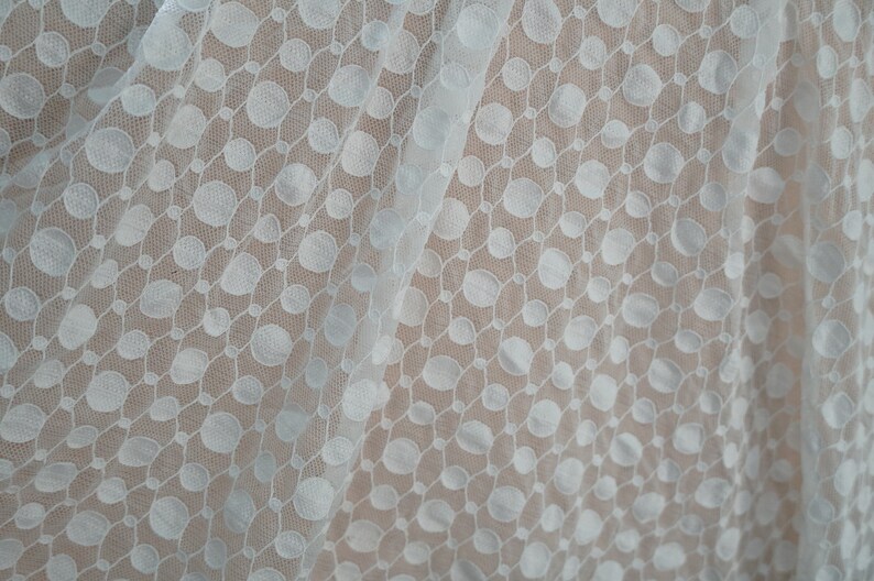 Soft Stretch Fabric off White Circle Design Elastic Lace | Etsy