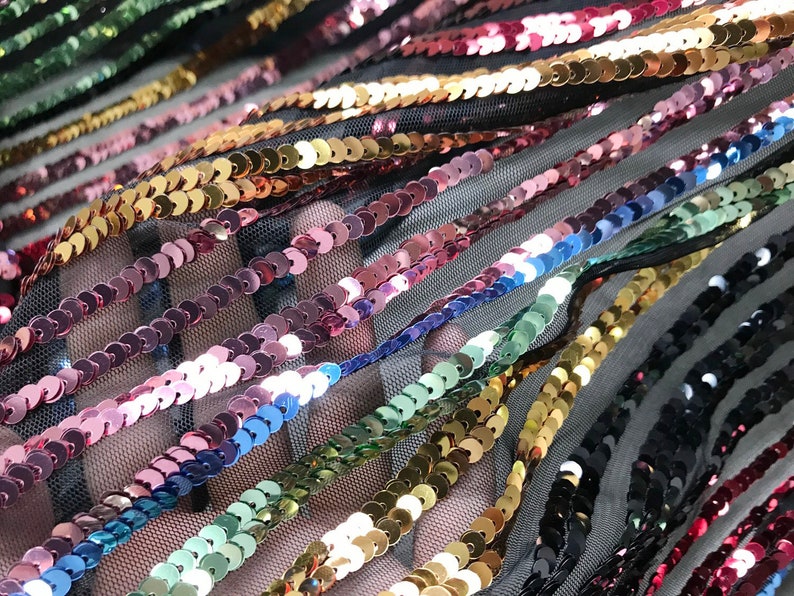 5mm Sequin Fabric Material Sparkling Colorful Sequins Lace | Etsy