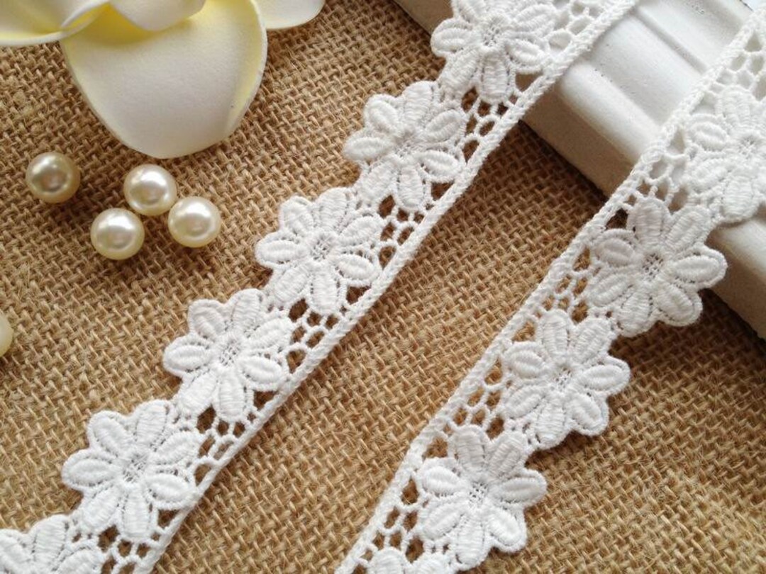 2 Yards Cotton Lace off White Lace Trim Lovely Daisy Lace Trim for ...