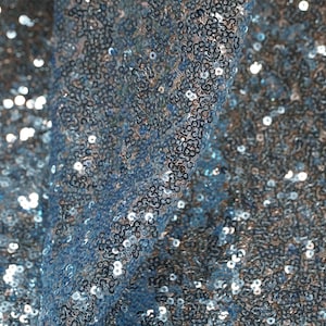 Sparkle Sequin Fabric, Silver and Sky Blue Sequins Embroidered Lace ...