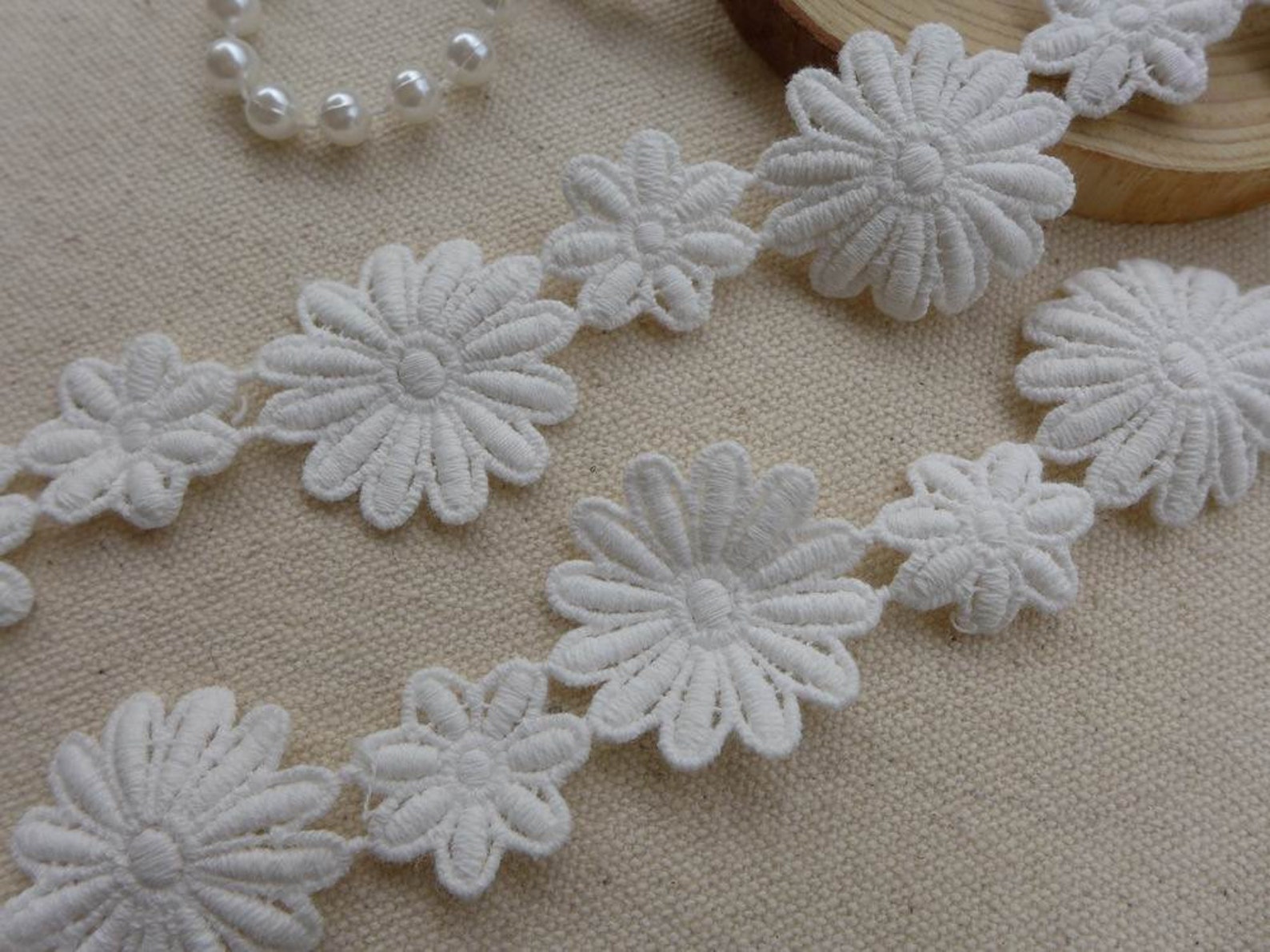 Cotton Lace Applique Pretty Daisy Flower White Lace Trim - Etsy