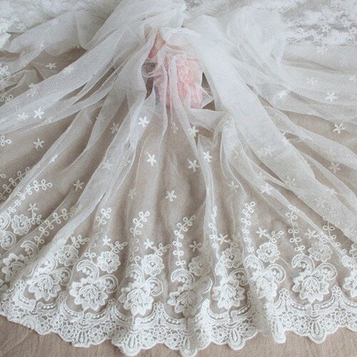 Romantic Wedding Lace Trim off White Floral Lace Fabric - Etsy