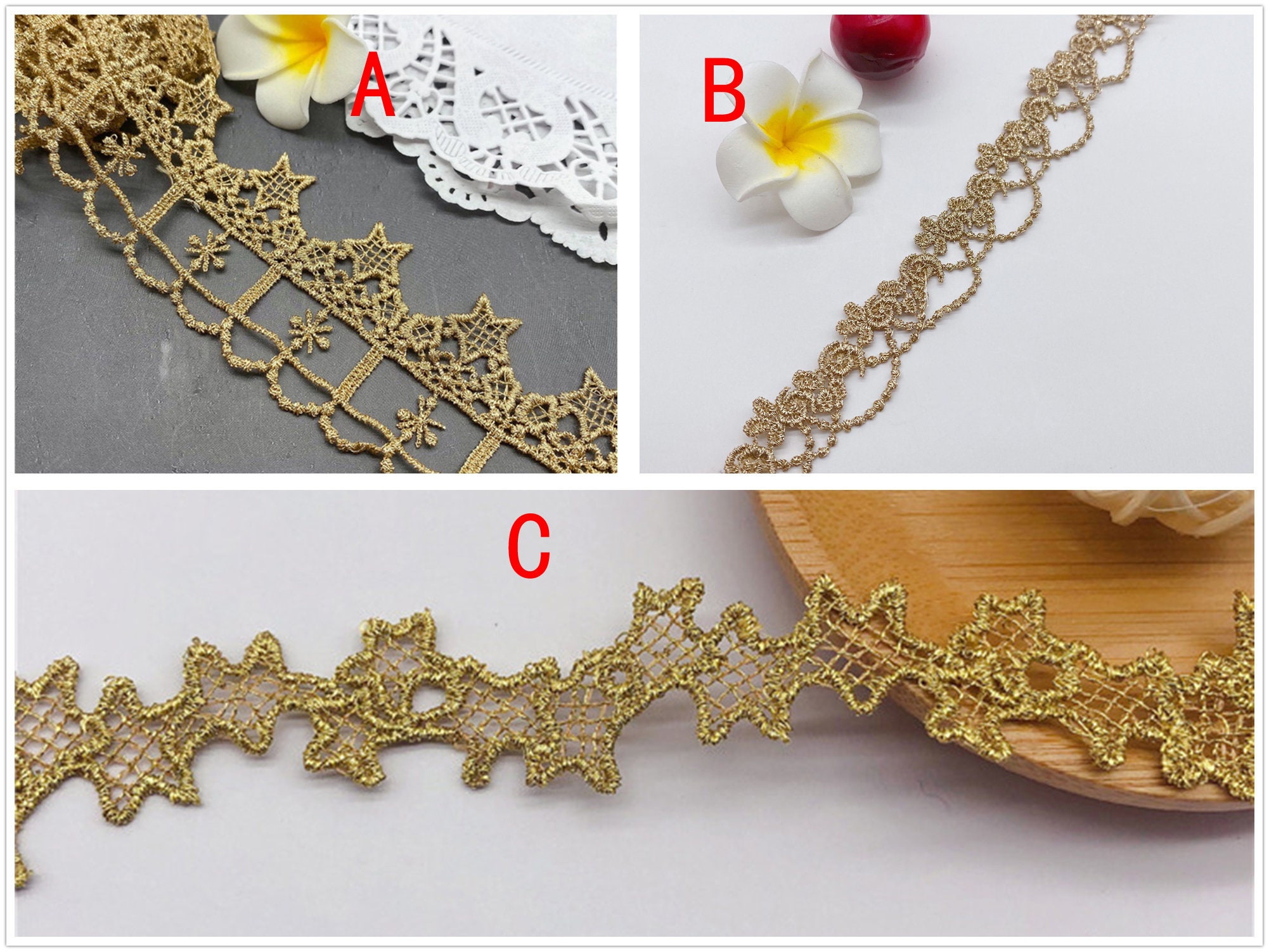 Retro Gold Stars Lace Trim for Bridal Necklace Lace Choker - Etsy
