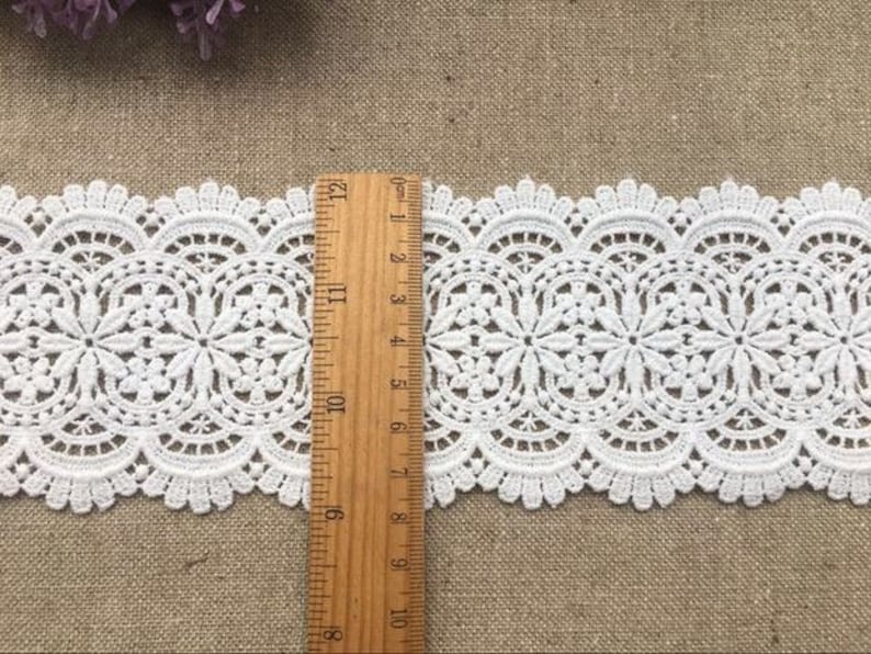 Vintage off White Cotton Lace Trim Embroidered Scalloped Lace 3 Inch ...