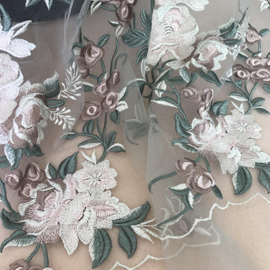 Colorful embroidered lace with blooming flowers tulle wedding | Etsy
