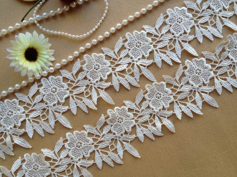 Off White Cotton Floral Lace Embroidery Lace Trim for Bridal, Baby ...