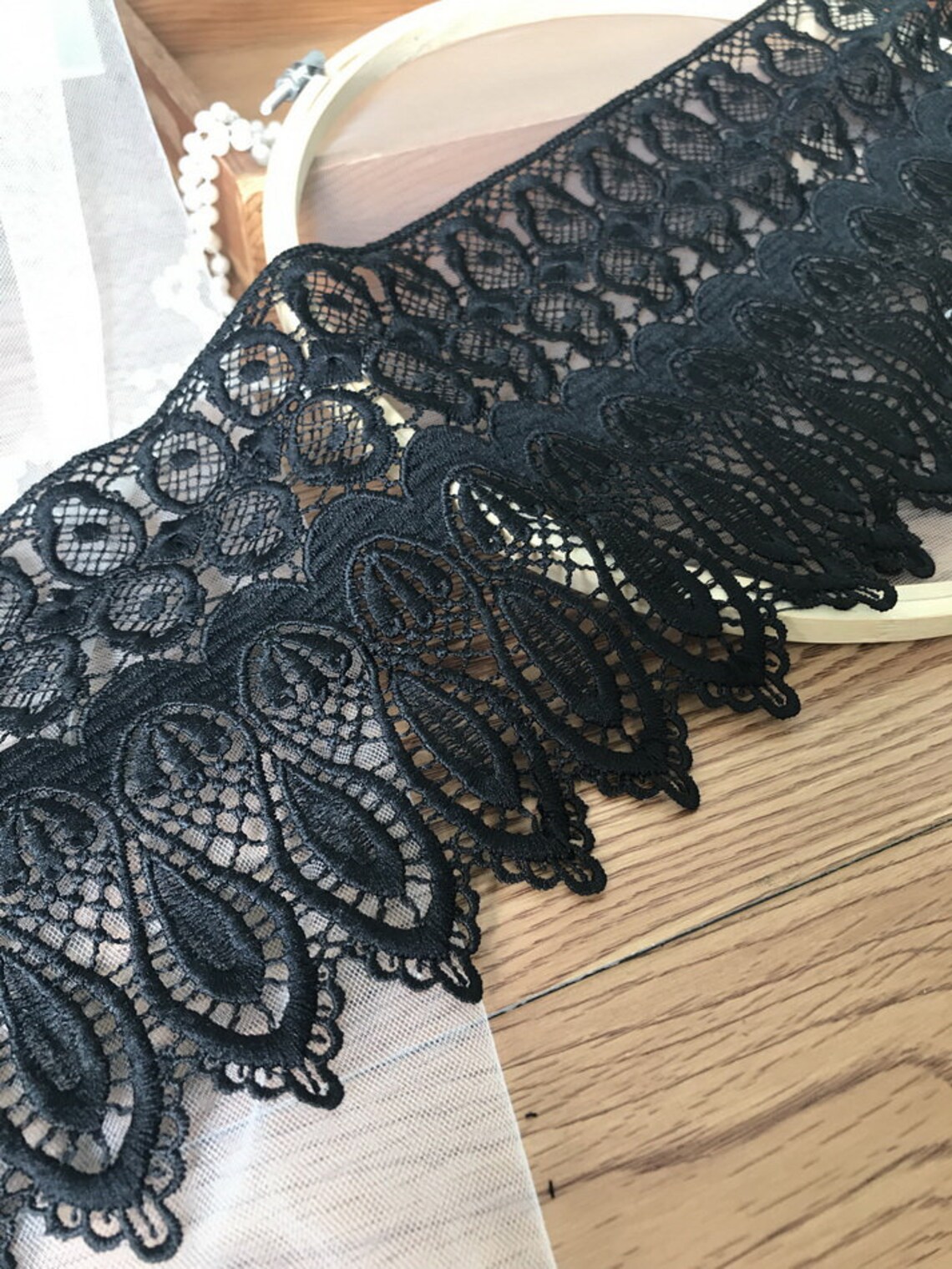 Black Venice Lace Teardrop Lace Trim 5.6 Inches Wide Black - Etsy