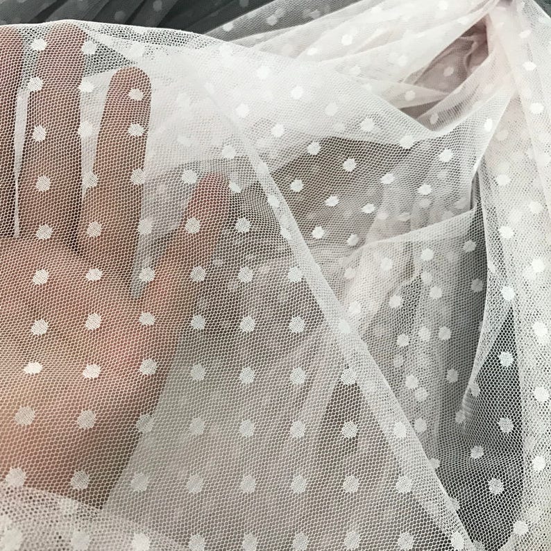 Polka Dot Fabric by the Yard Polka Dots Mesh Fabric for | Etsy