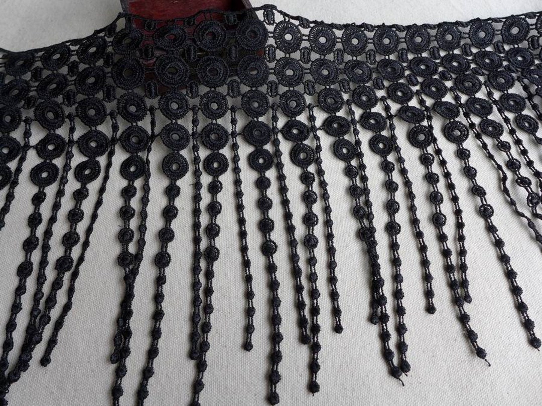 Elegant Venise Circle Lace Black Dots Dangle Fringe Lace Trim for ...