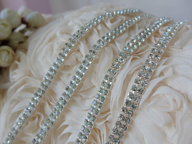 6MM Rhinestone Chain 2 Row Rhinestone Trim Bridal Bouquet | Etsy