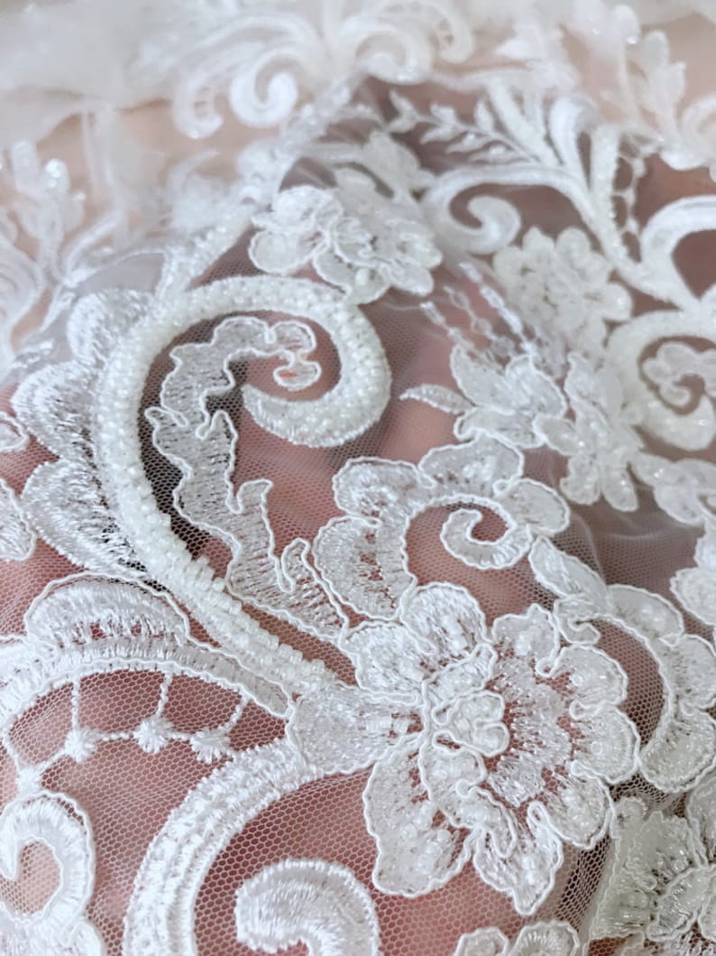 Gorgeous Embroidered Lace Ivory Heavy Beaded Wedding Lace - Etsy UK