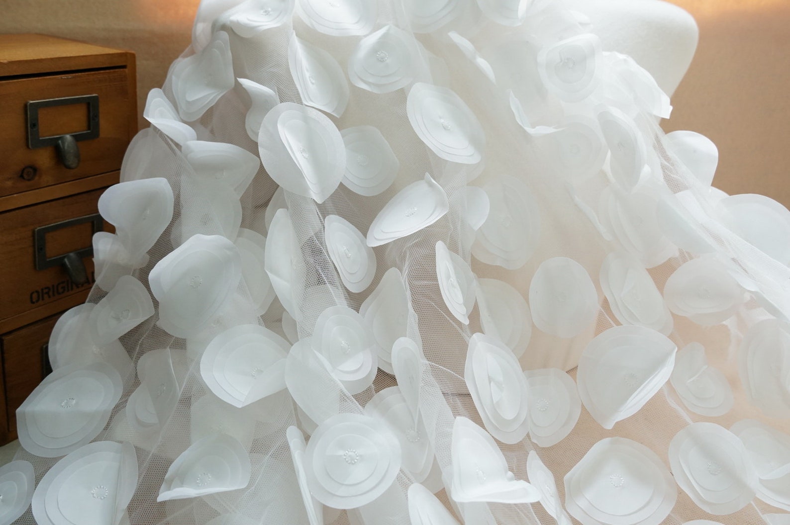 3D Circle Design Mesh Fabric Organza Circle Fabric for Prom | Etsy