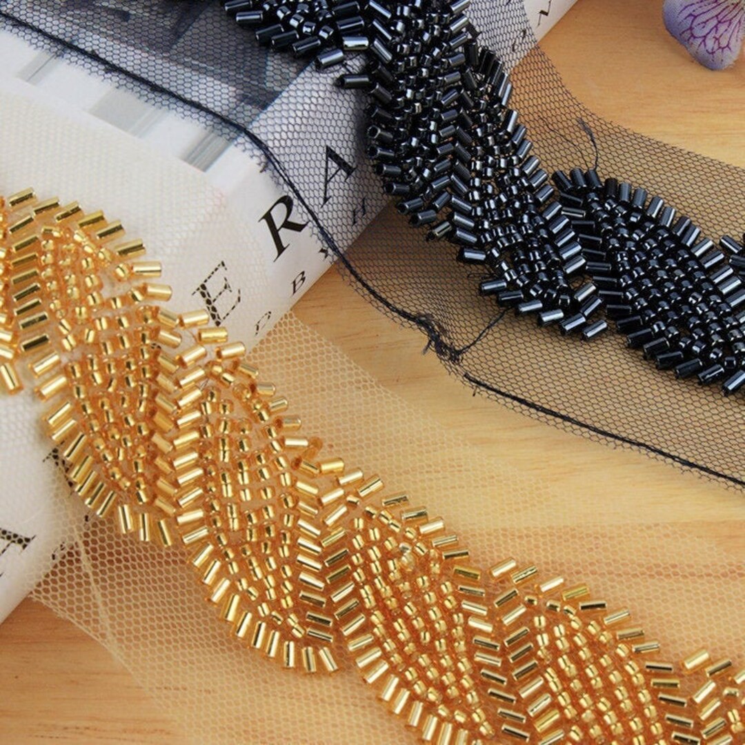 Gold / Silver / Black Beaded Sewing Trim for Wedding Sash - Etsy