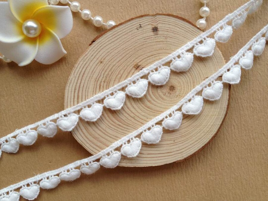 White Cotton Lace Trim Lovely Heart Trim for Sewing Home Decor Craft ...