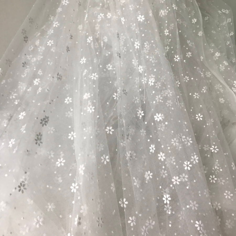 SALE Delicate Floral Tulle Lace Fabric in Off white for bridal | Etsy