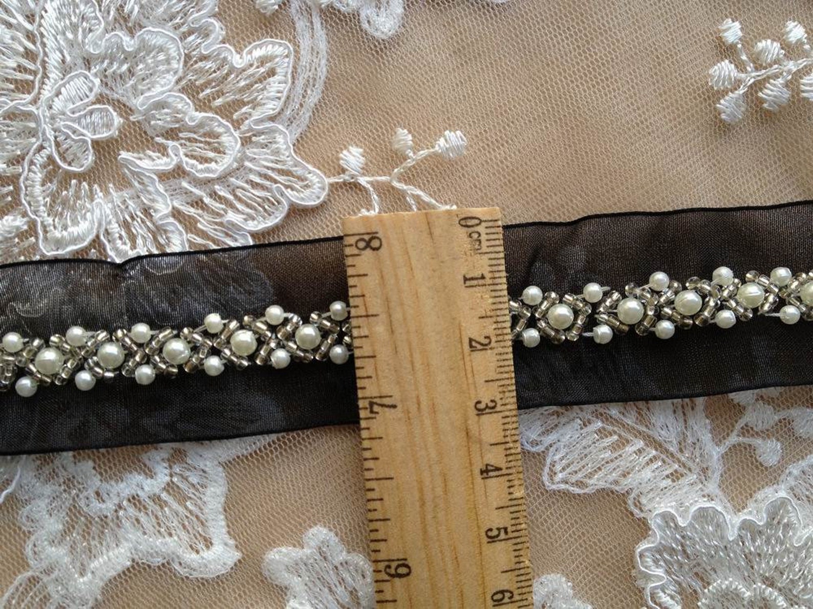 1yrd Bridal Pearl Trim Silver Beaded Trim Ribbon Lace Trim - Etsy